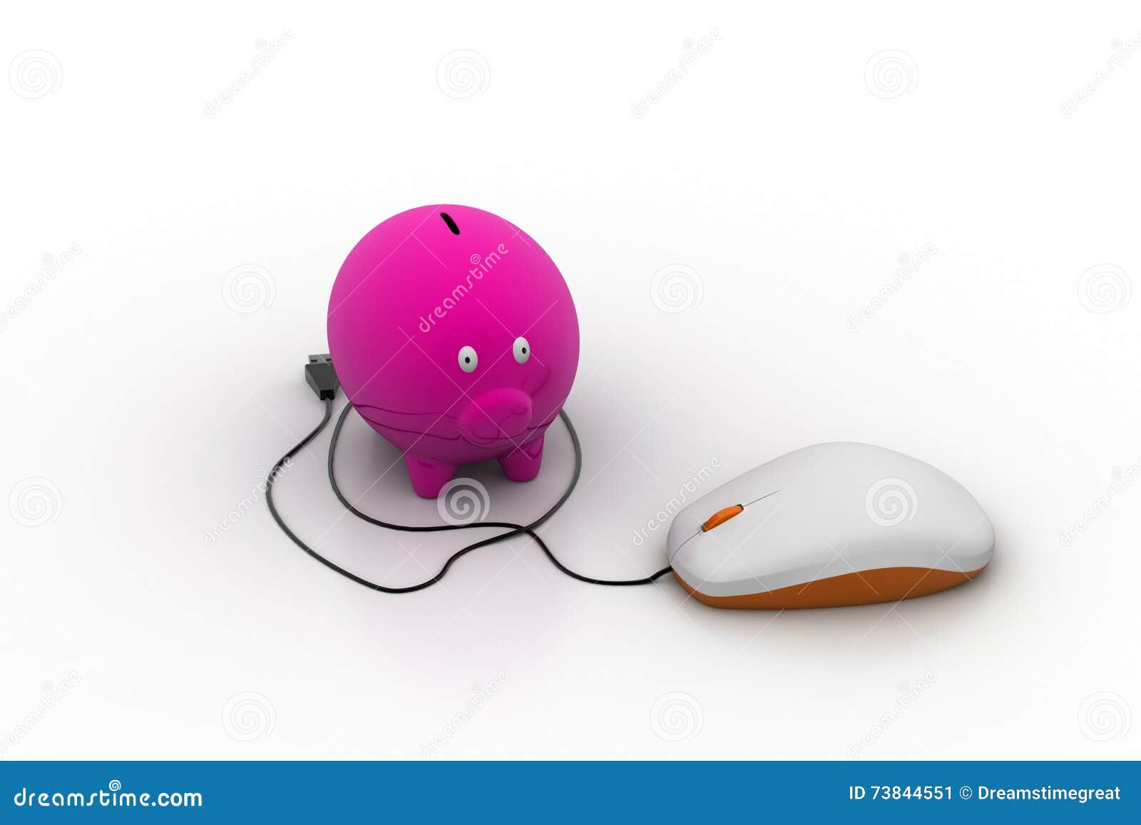 Piggy Bank with Computer Mouse Stock Illustration - Illustration of ...