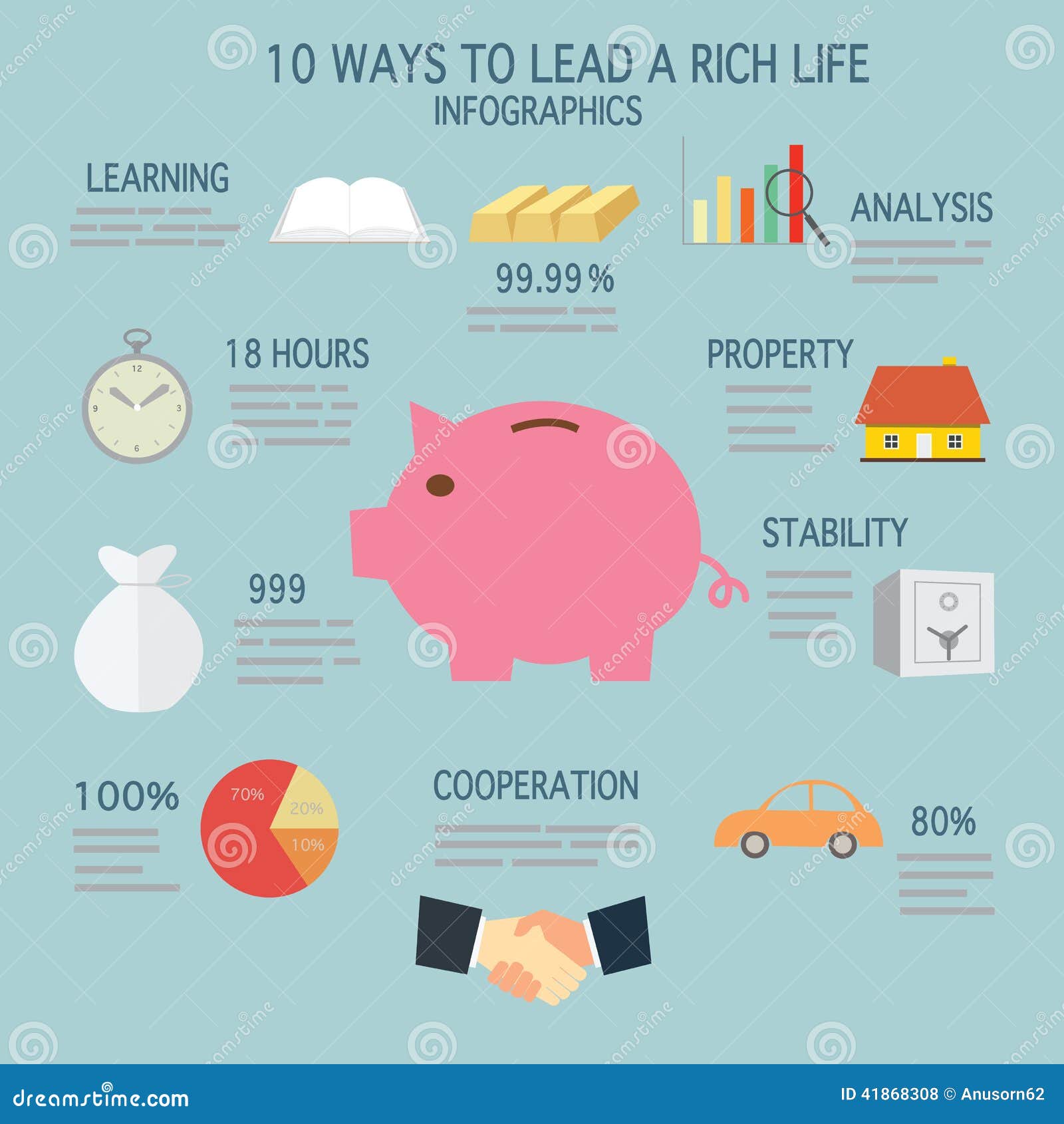 Piggy Bank Concept Saving Infographics Stock Vector - Illustration of ...