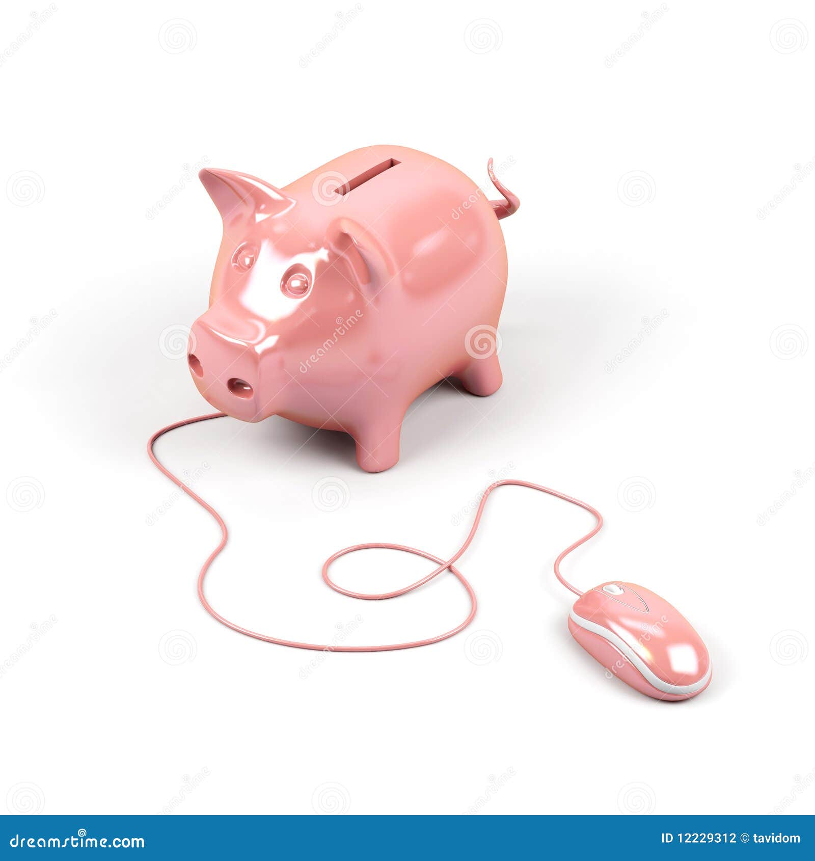 Piggy Bank Connected To a Computer Mouse. Stock Illustration ...