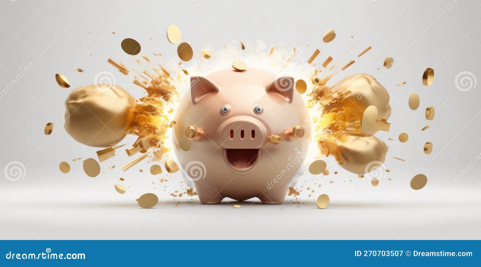 Piggy bank exploding stock image. Image of credit, investment - 270703507