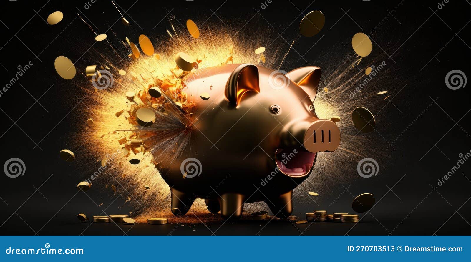 Piggy bank exploding stock image. Image of wealth, finance - 270703513