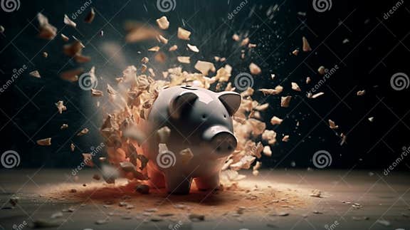 Piggy Bank Exploding. Generative AI Stock Illustration - Illustration ...