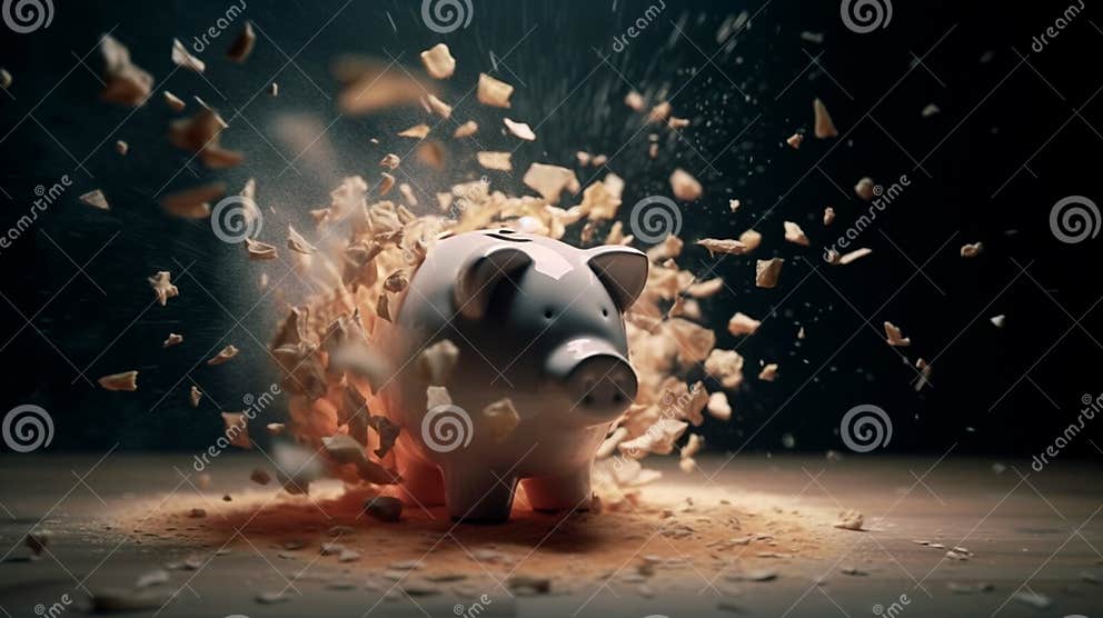 Piggy Bank Exploding. Generative AI Stock Illustration - Illustration ...