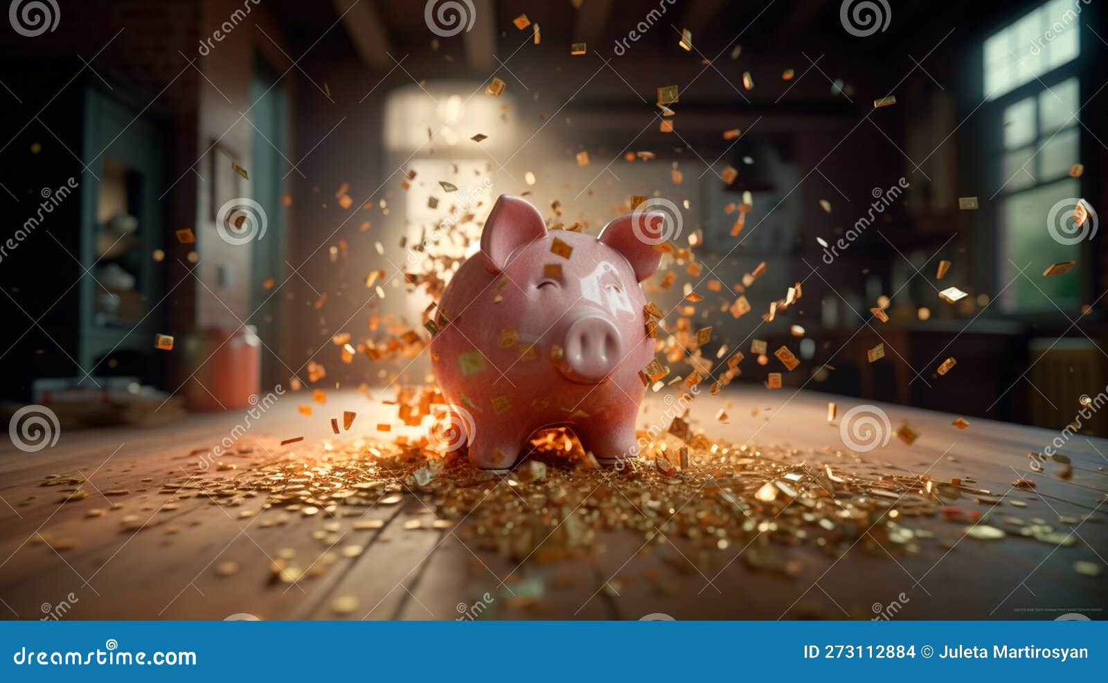 Piggy Bank Exploding. Generative AI Stock Illustration - Illustration ...