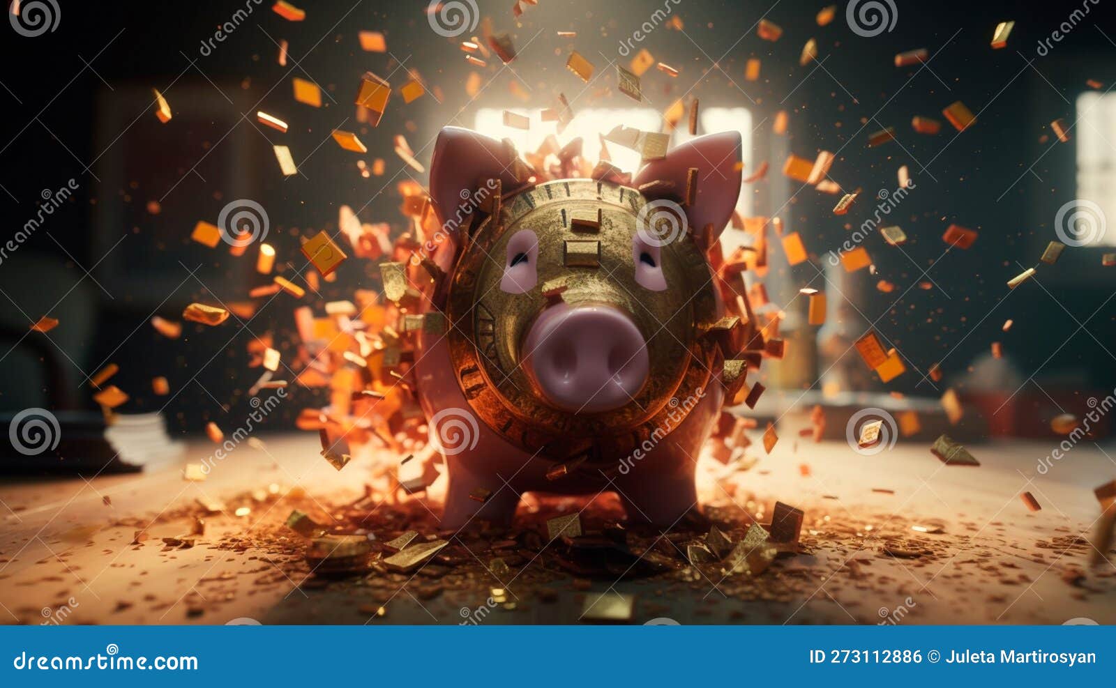 Piggy Bank Exploding. Generative AI Stock Illustration - Illustration ...