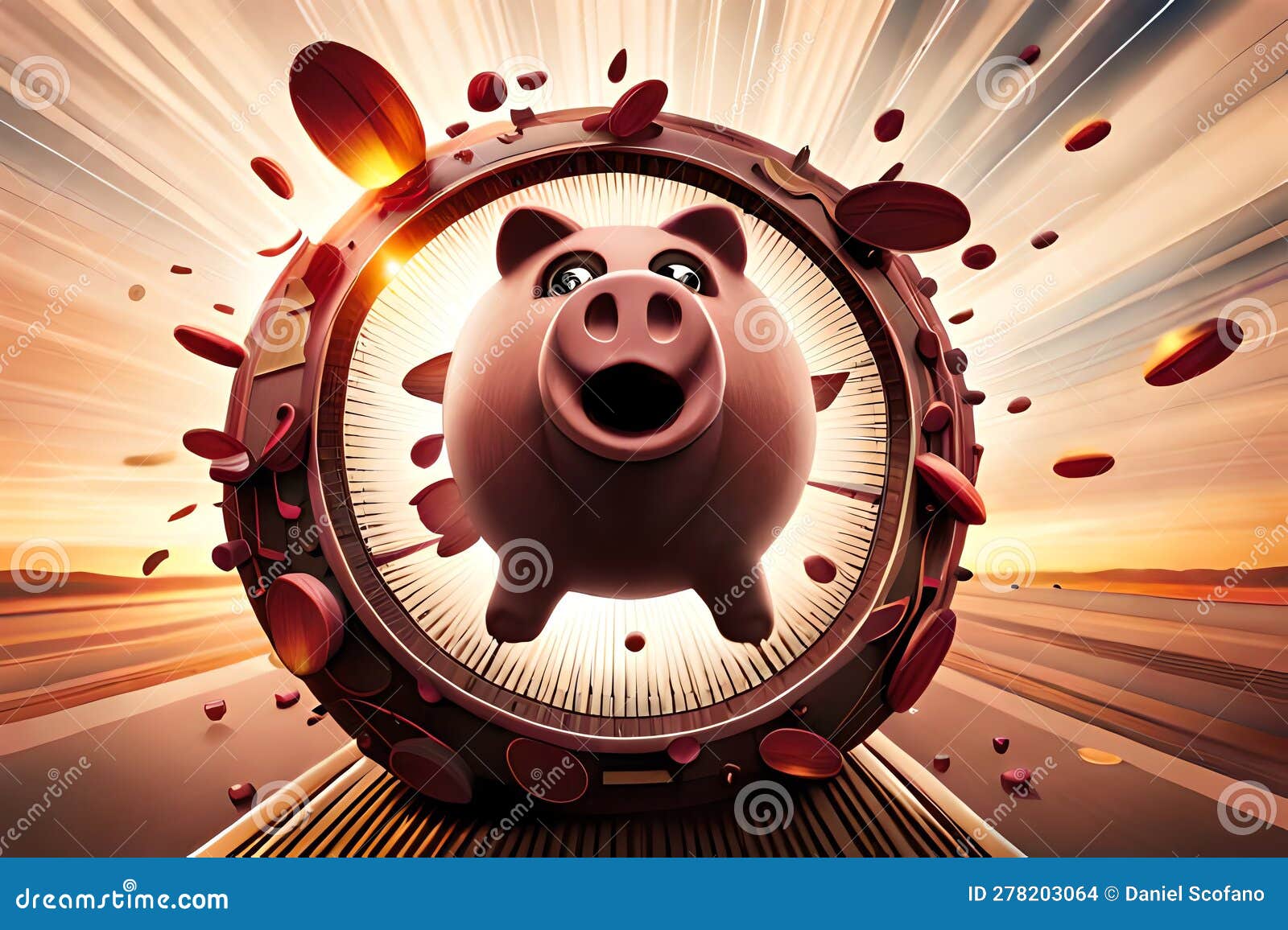 Piggy Bank Exploding, Illustration. Generative AI Stock Illustration ...
