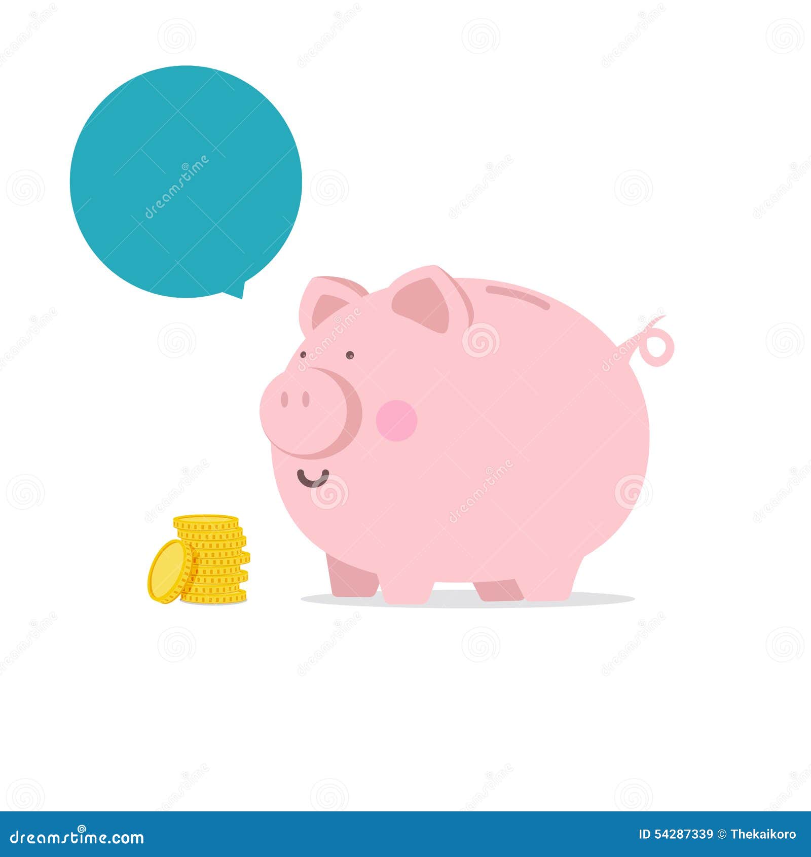 Piggy Bank - Flat Icon with Blank Bubble Text Stock Vector ...