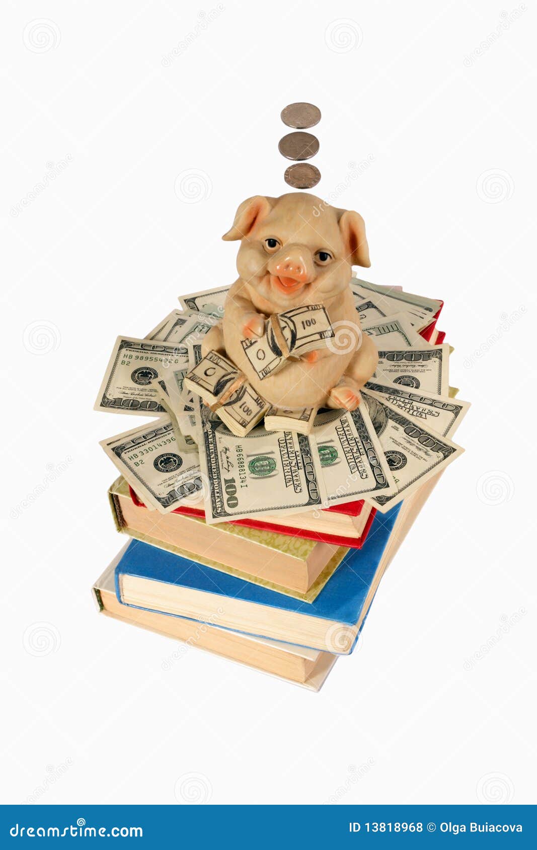 Piggy Bank with Flying Money Stock Photo - Image of ceramics, savings ...