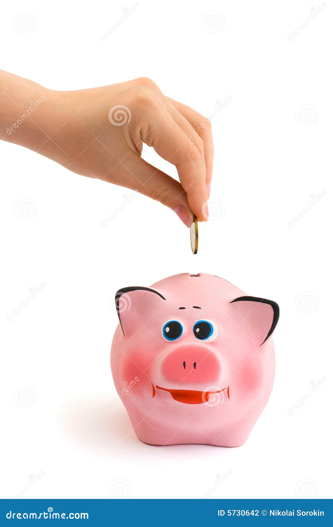 Piggy Bank and Hand with Coin Stock Photo - Image of home, concepts ...