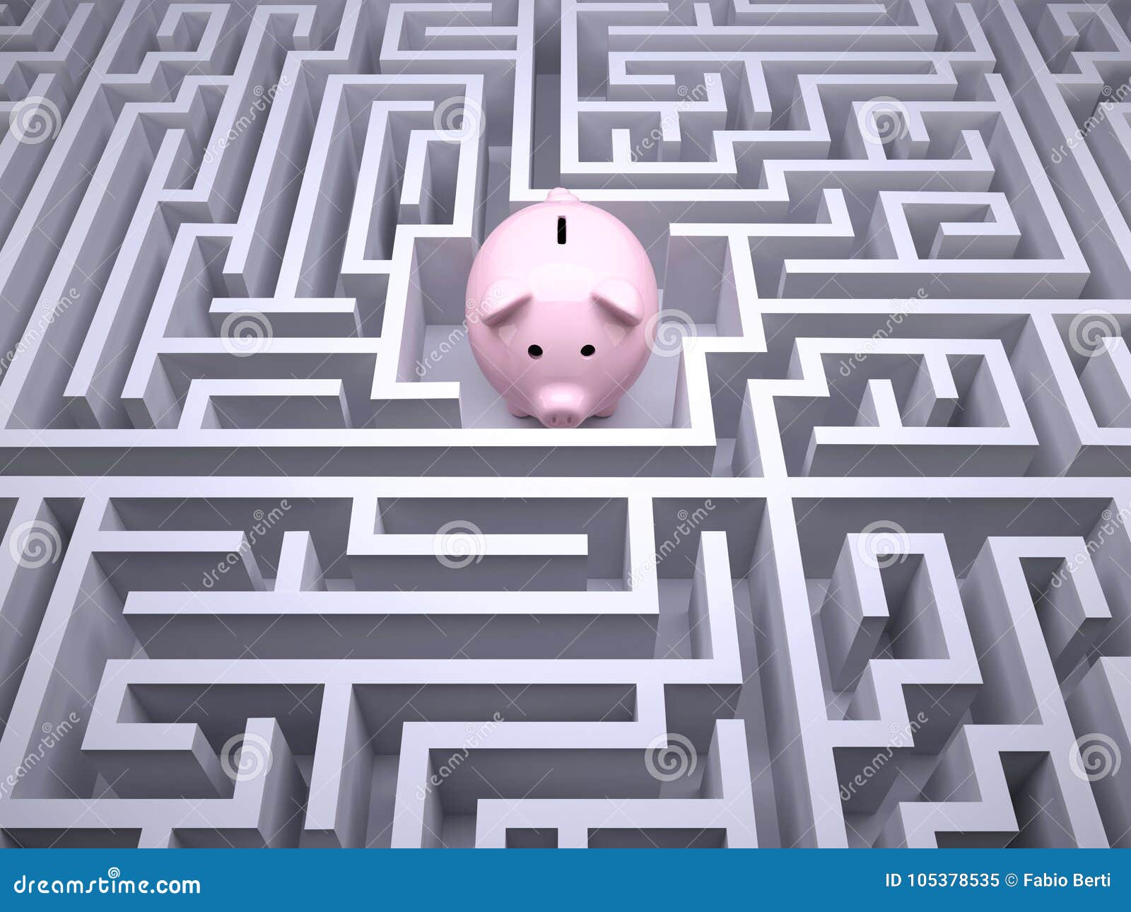 Piggy Bank Inside the Labyrinth Maze Stock Illustration - Illustration ...