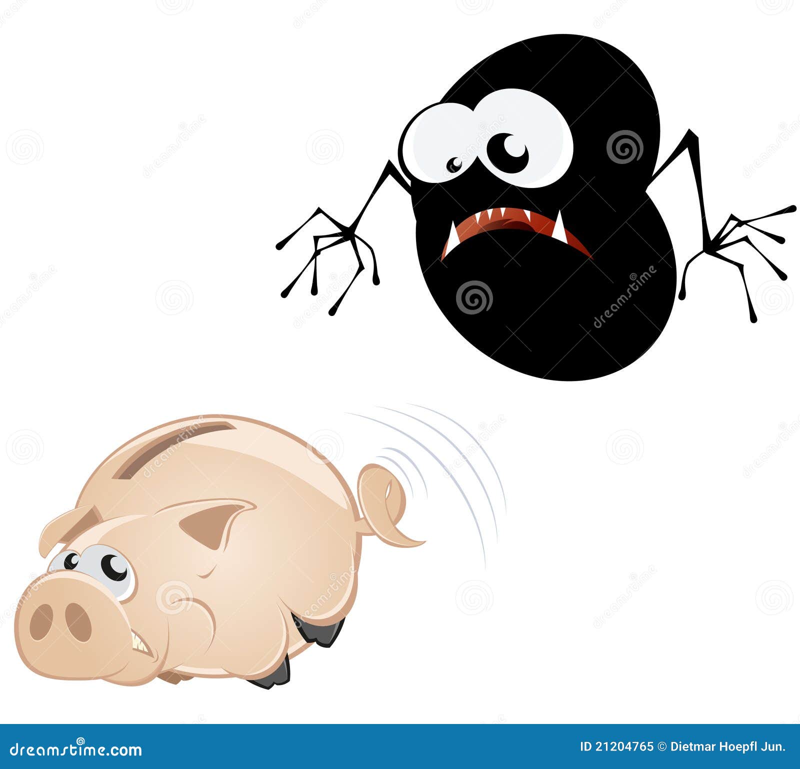Piggy bank and monster stock vector. Illustration of small - 21204765