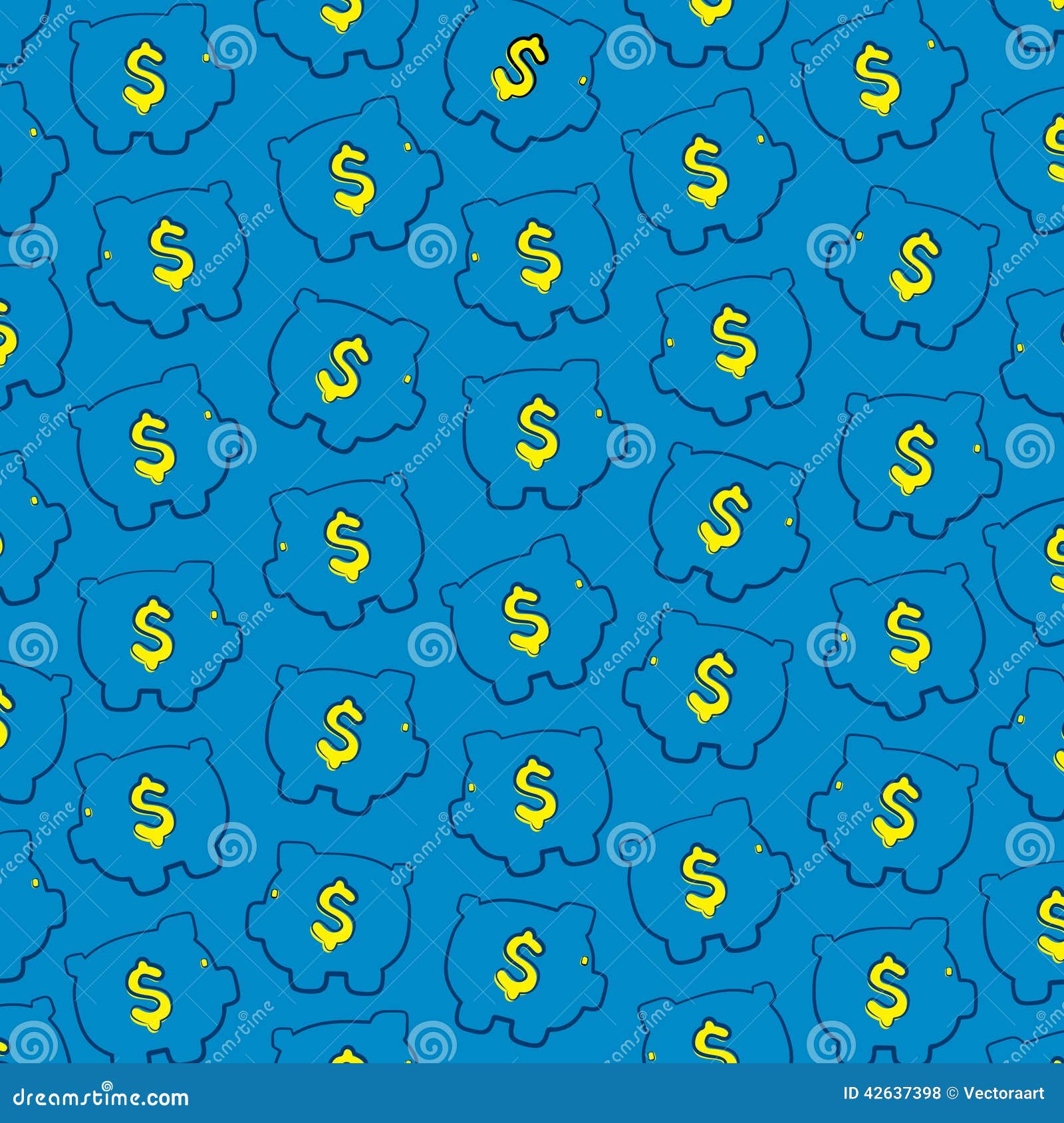 Piggy Bank Pattern in Blue Background Vector Stock Vector ...