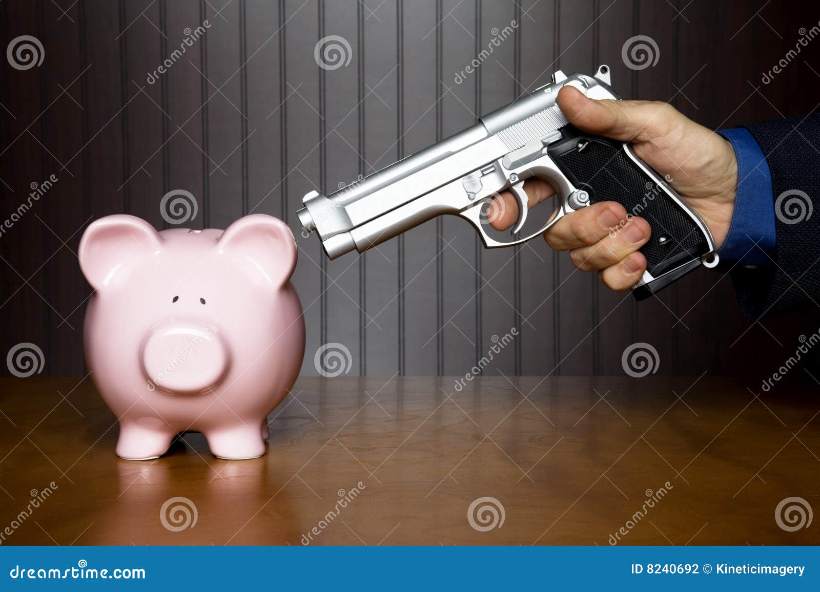 Piggy bank robbery stock photo. Image of handgun, holdup - 8240692