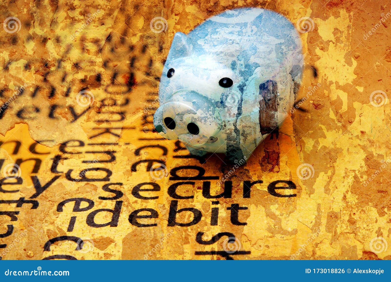 Piggy Bank on Secure Text Concept Stock Photo - Image of deposit, piggy ...