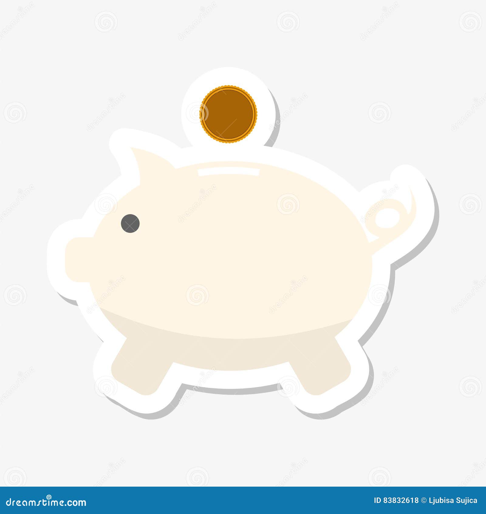 Piggy bank sticker icon stock illustration. Illustration of finance ...
