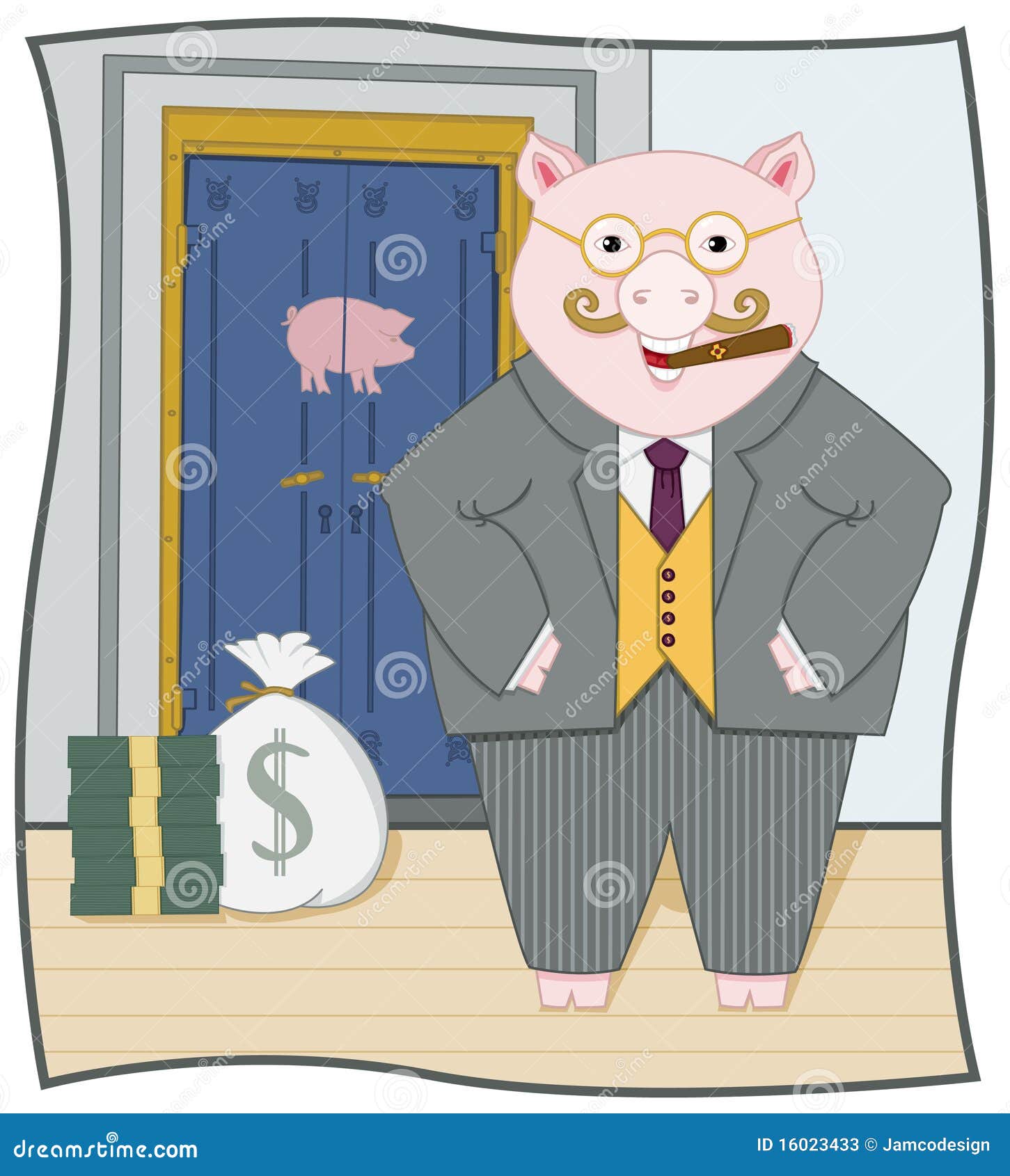 Greedy Banker With Money And Houses Royalty-Free Illustration ...
