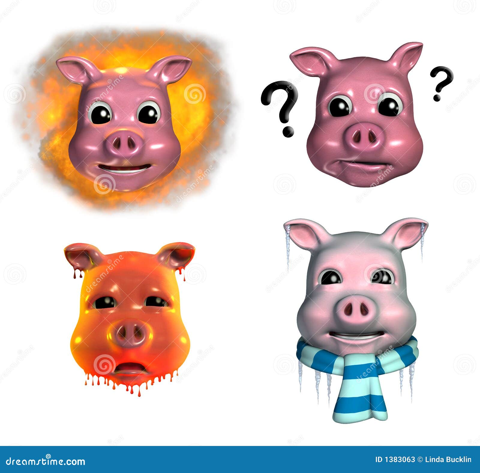 Piggy Emoticons - 2 stock illustration. Illustration of funny - 1383063