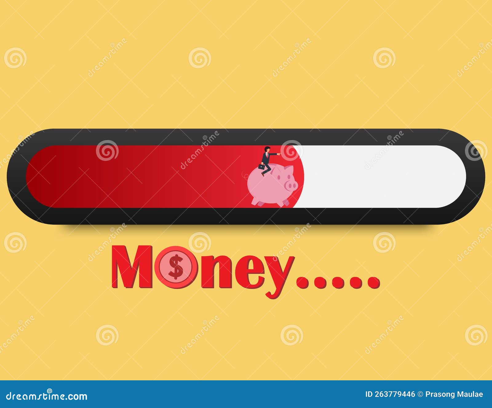 Piggy and Progress Loading Bar. Saving Money Concept, Loading Success ...