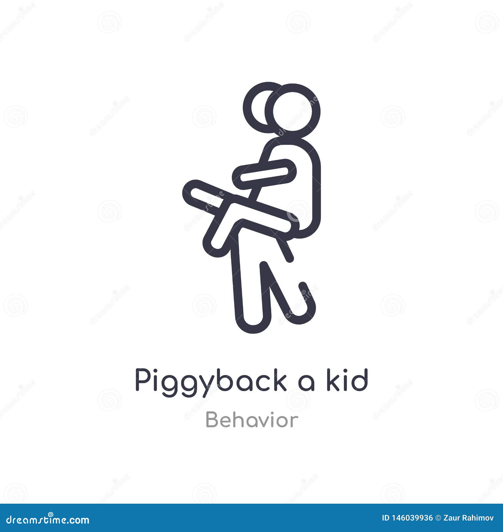 Piggyback a Kid Outline Icon. Isolated Line Vector Illustration from ...