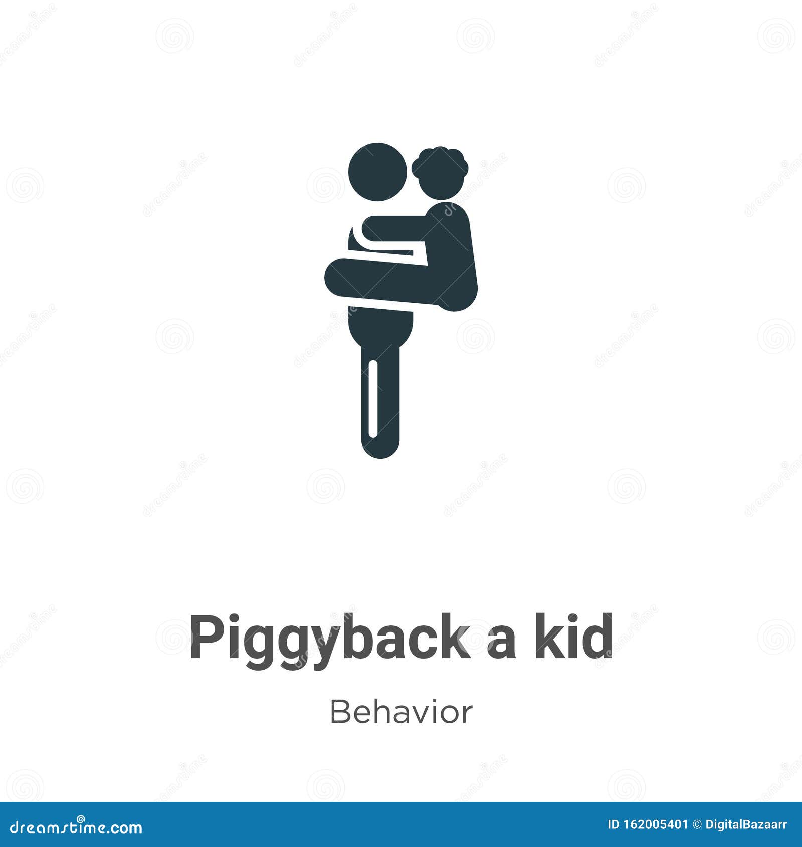 Piggyback a Kid Vector Icon on White Background. Flat Vector Piggyback ...