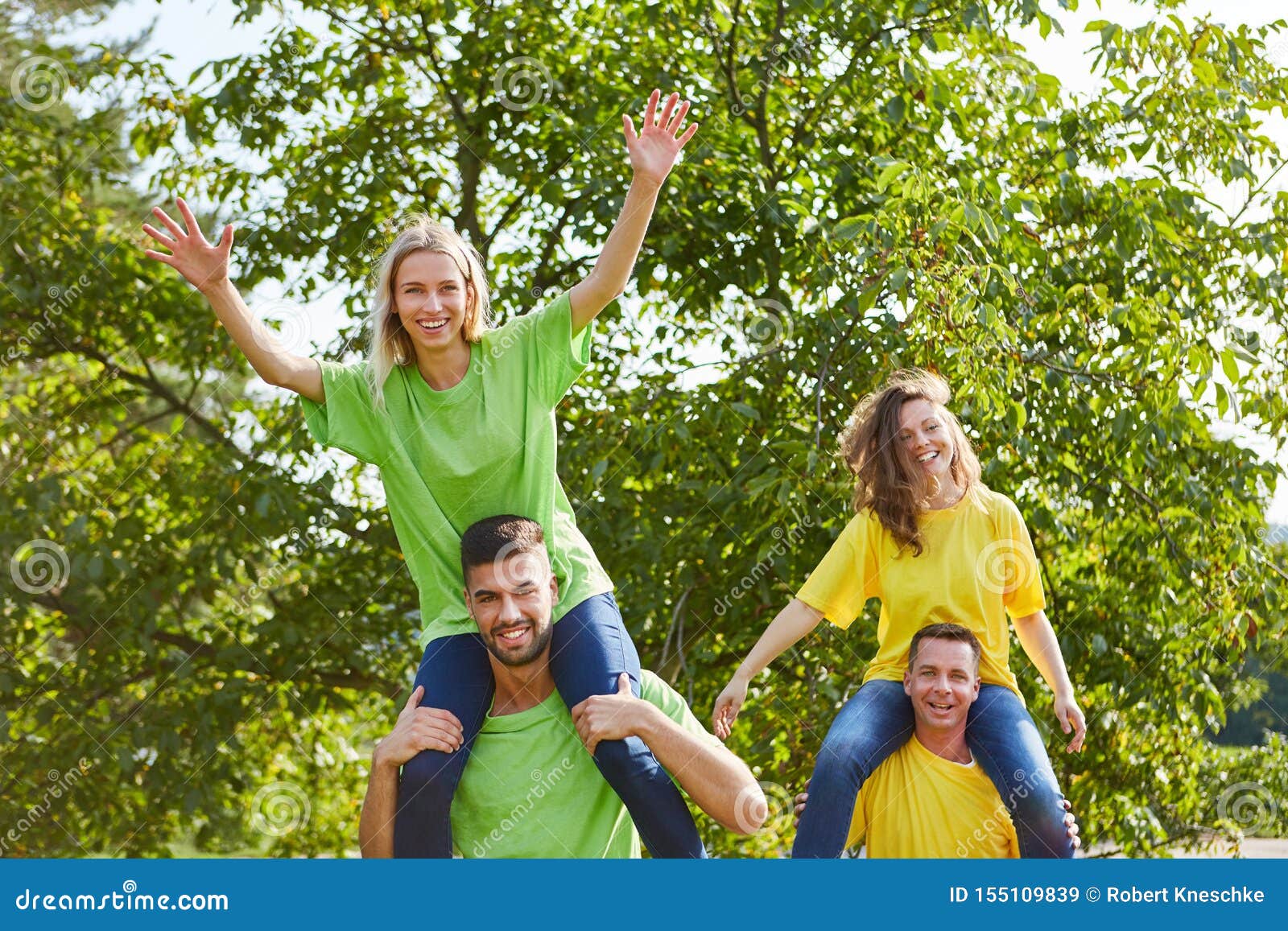 Piggyback Riding on a Teambuilding Event Stock Image - Image of carry ...