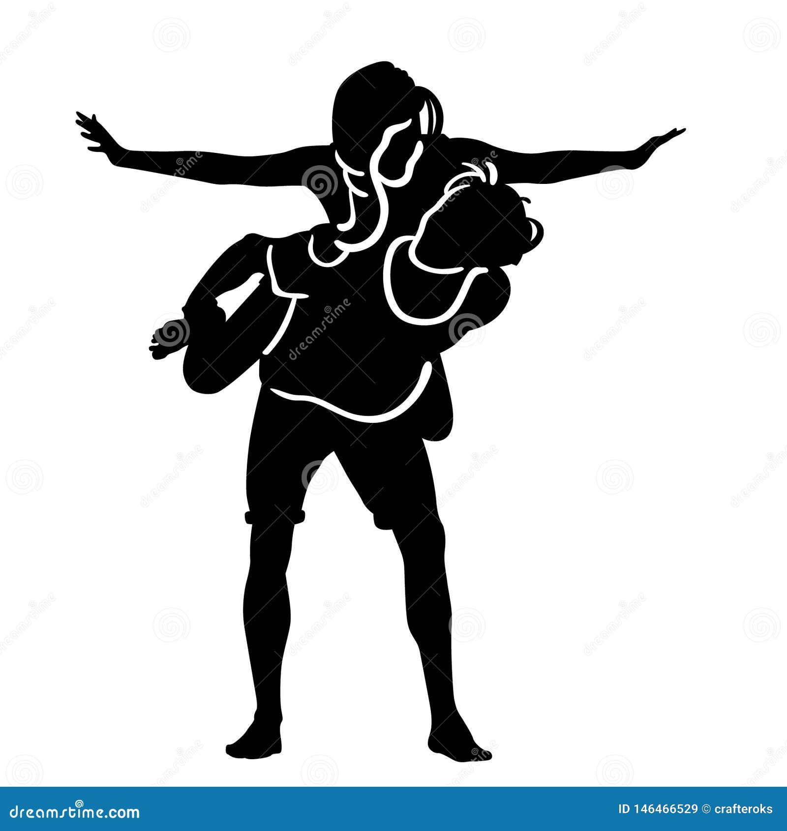 Piggyback A Kid Vector Icon On White Background. Flat Vector Piggyback ...