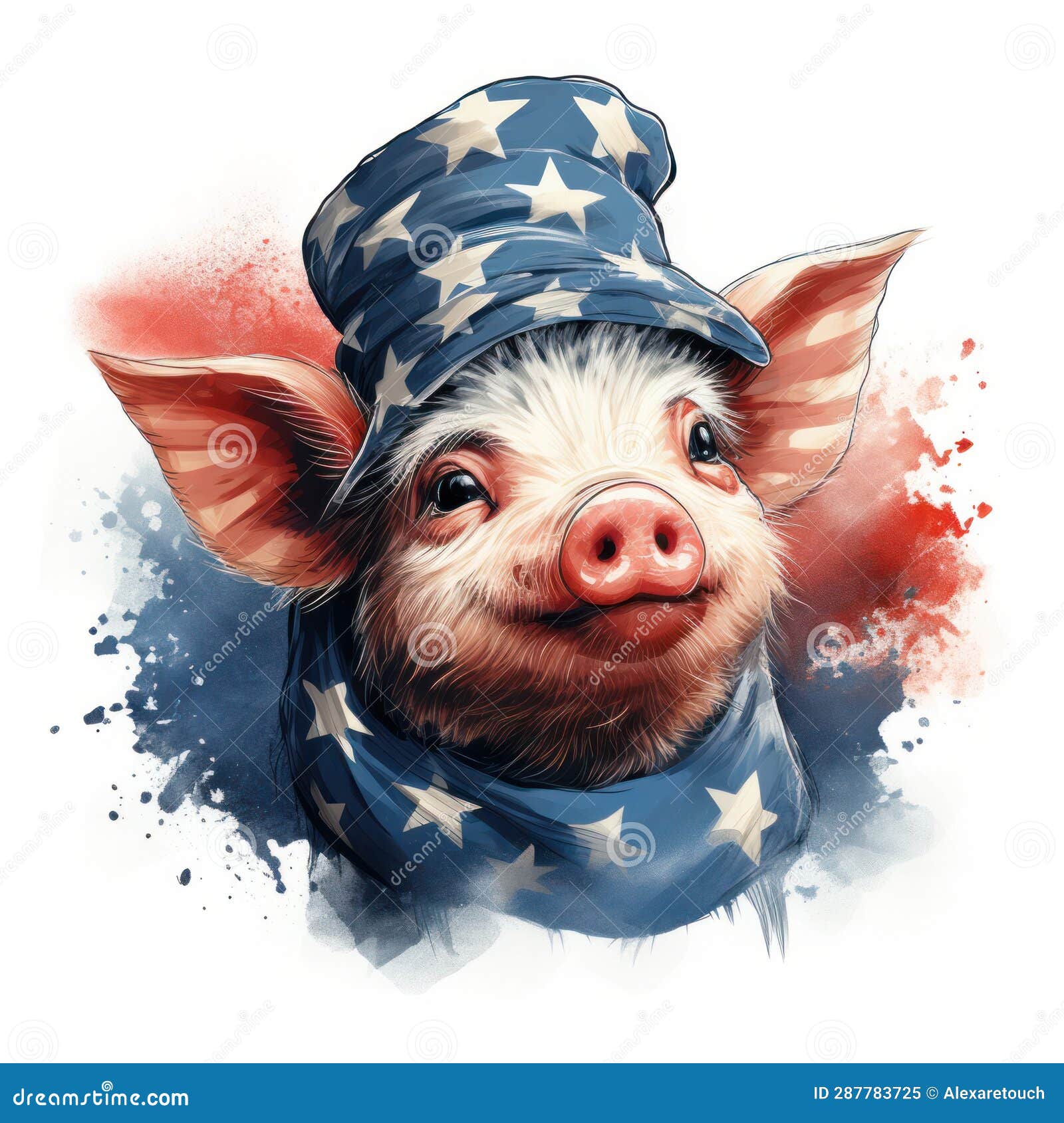 Piglet in Clothes with Elements of Patriotism Inspired by the American ...