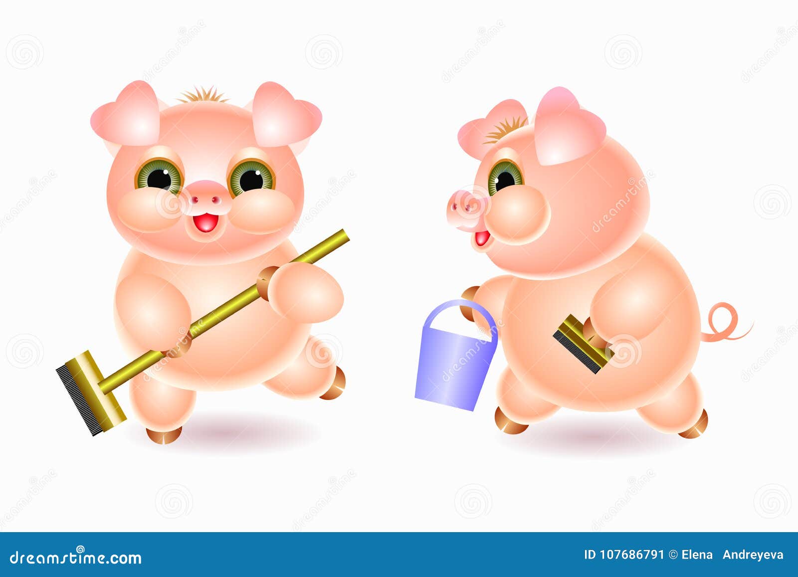 Piglet does cleaning stock vector. Illustration of piglet - 107686791