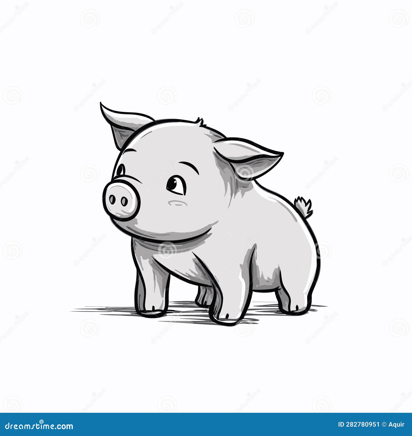 Piglet Hand-drawn Illustration. Piglet. Vector Doodle Style Cartoon ...