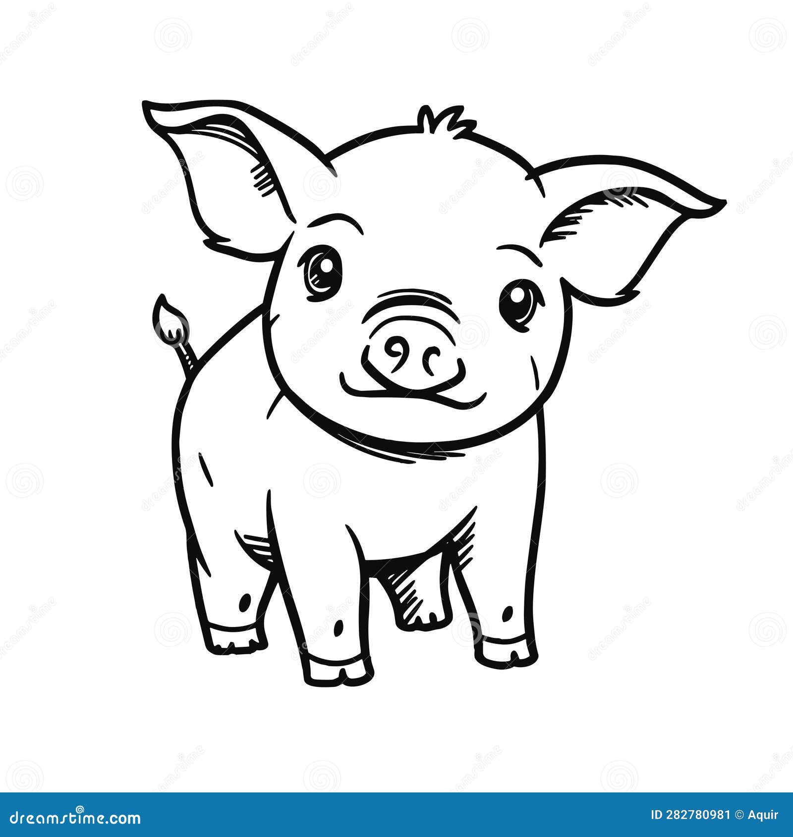 Piglet Hand-drawn Illustration. Piglet. Vector Doodle Style Cartoon ...
