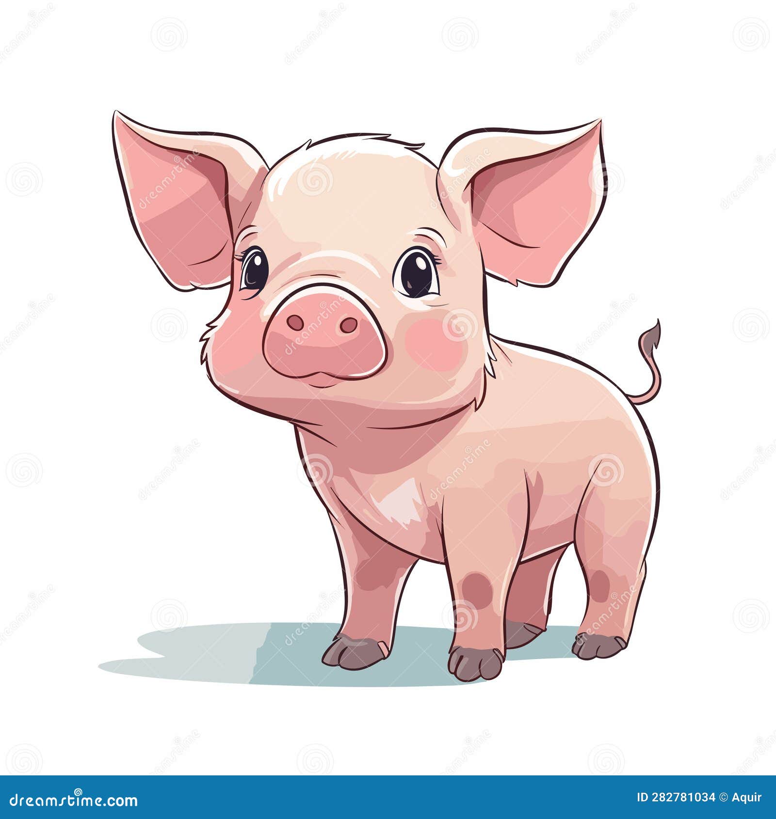 Piglet Hand-drawn Illustration. Piglet. Vector Doodle Style Cartoon ...