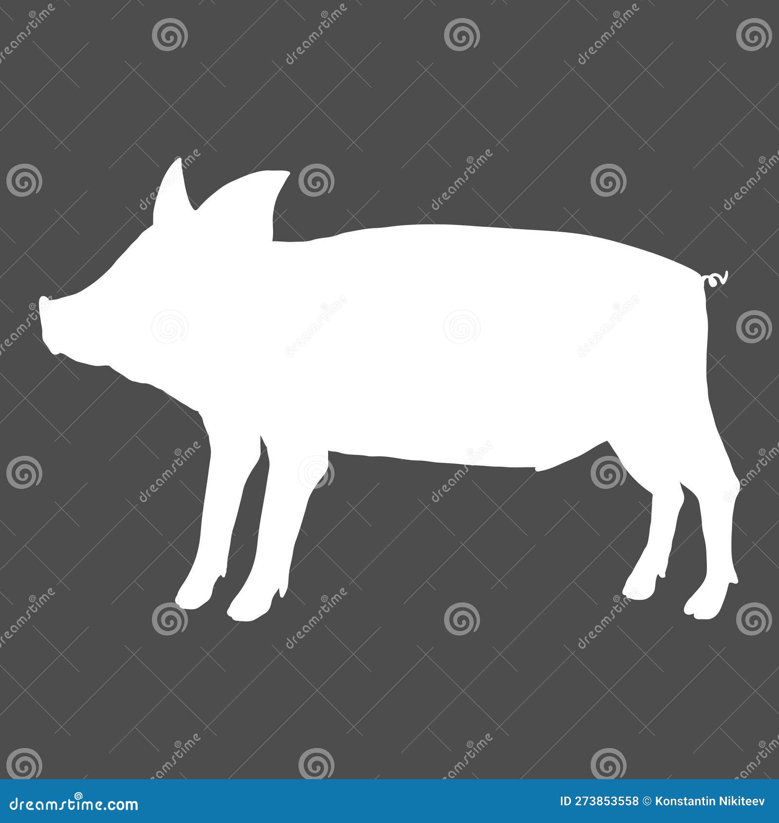 Piglet Icon. Vector White Silhouette of Small Pig Stock Vector ...