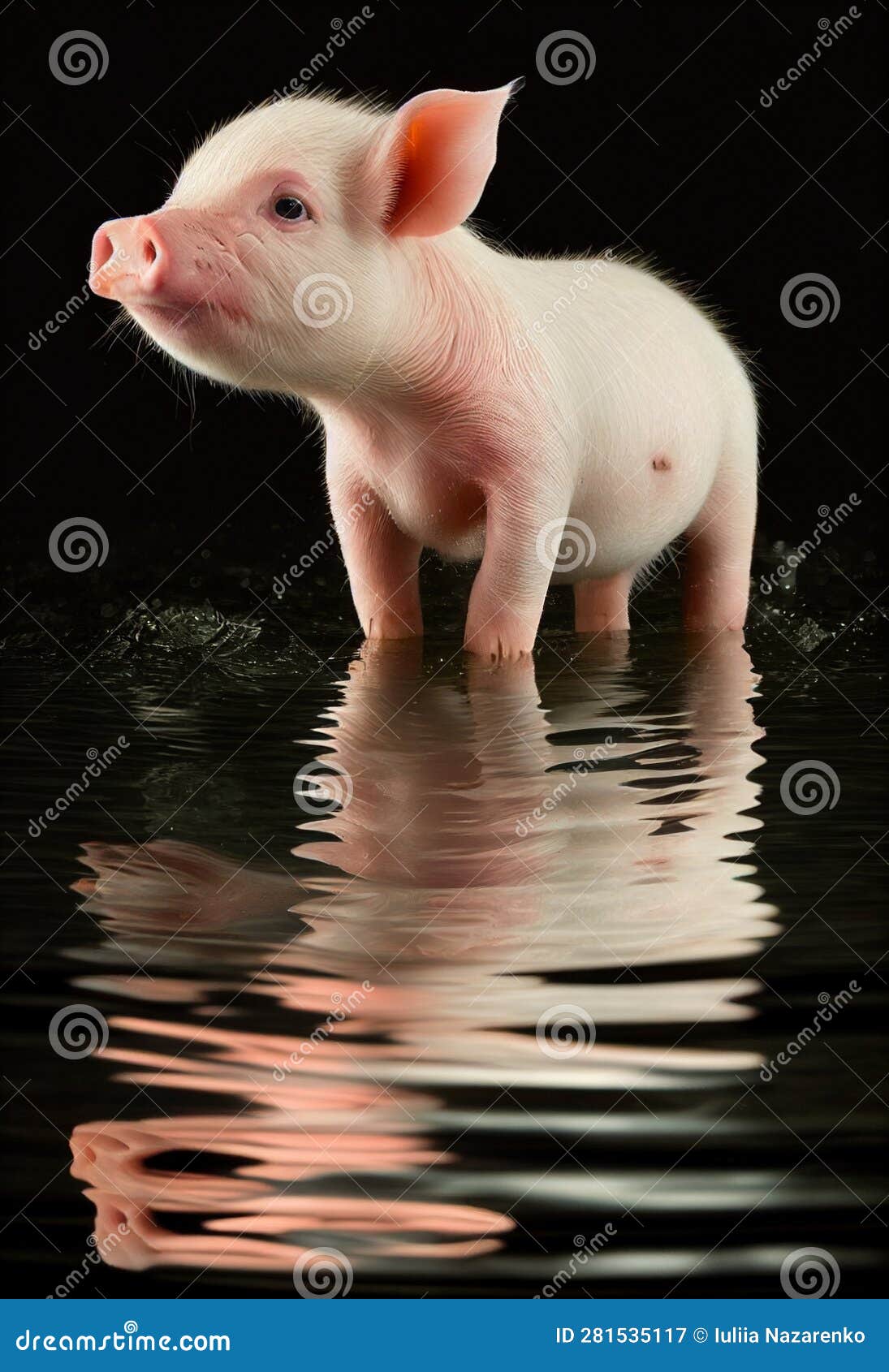 Piglet is Standing in the Water. AI Generated Stock Illustration ...