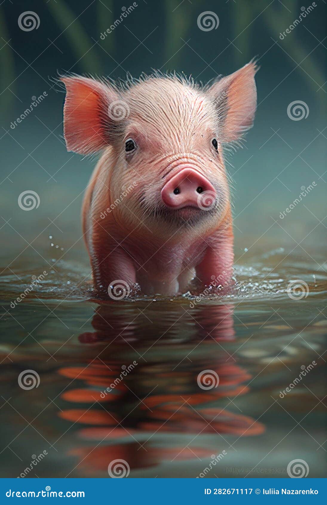 Piglet is Standing in the Water. AI Generated Stock Illustration ...