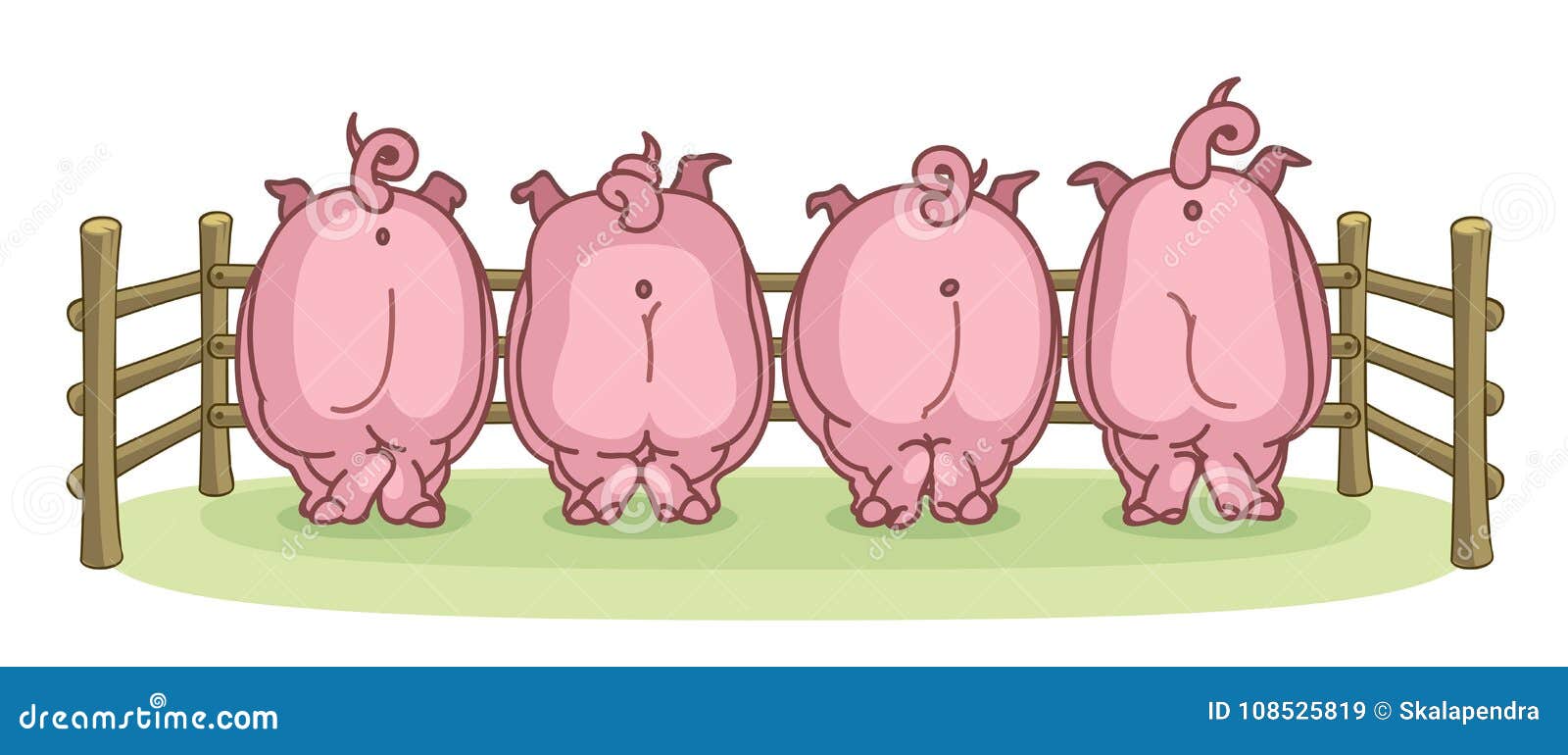 Pigs back view stock vector. Illustration of drawing - 108525819