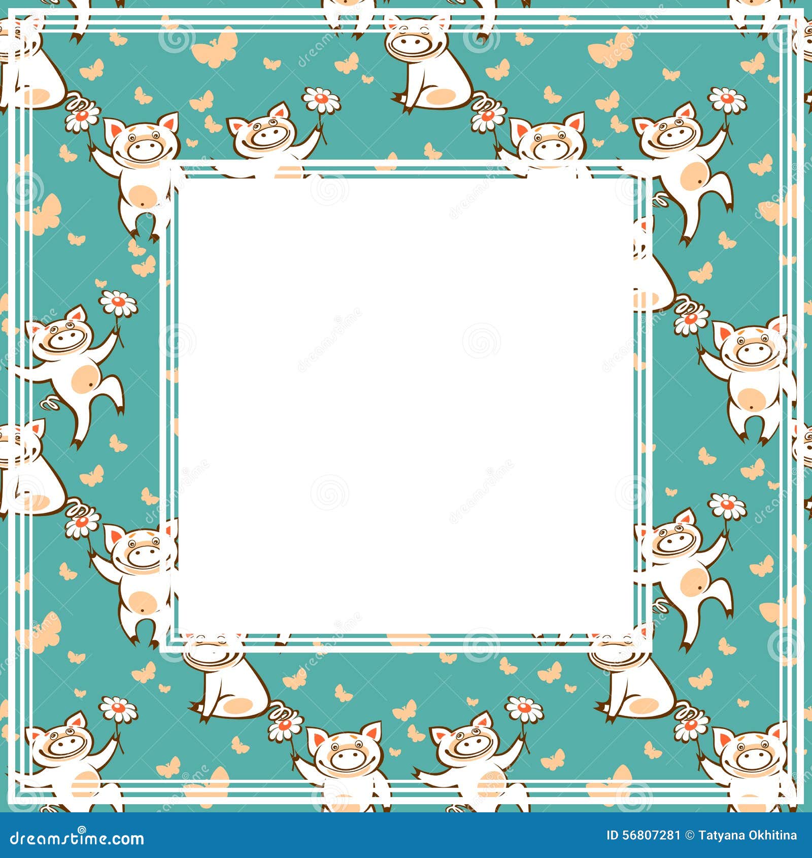 Pigs border stock vector. Illustration of blue, graphics - 56807281
