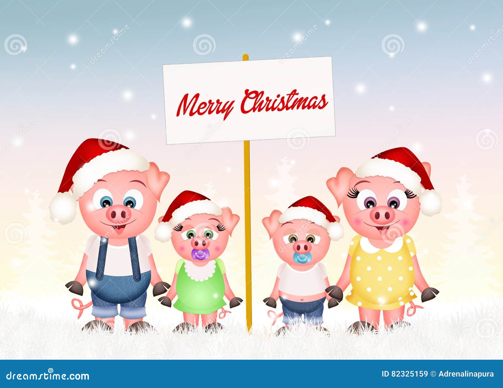 Pigs celebrate Christmas stock illustration. Illustration of dirty ...