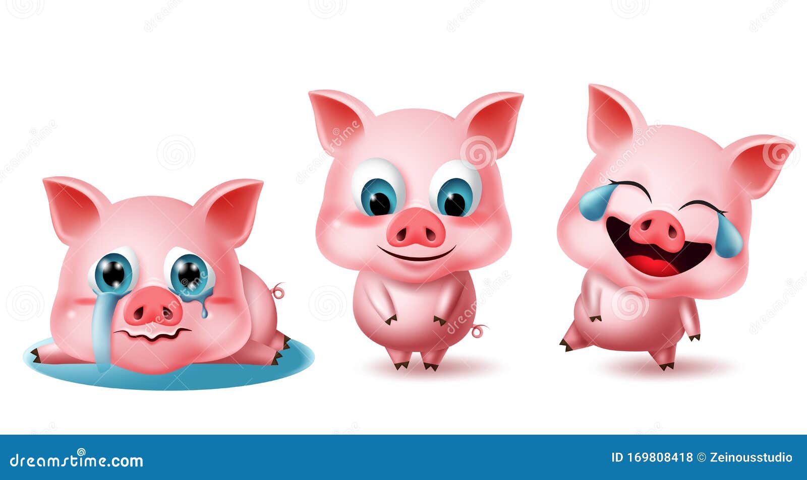 Pigs Character Vector Set. Pig Animal Characters 3d Elements In ...