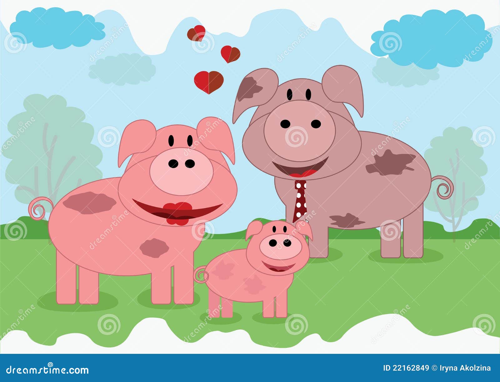 Pigs Family In A Park Illustration | CartoonDealer.com #31285014