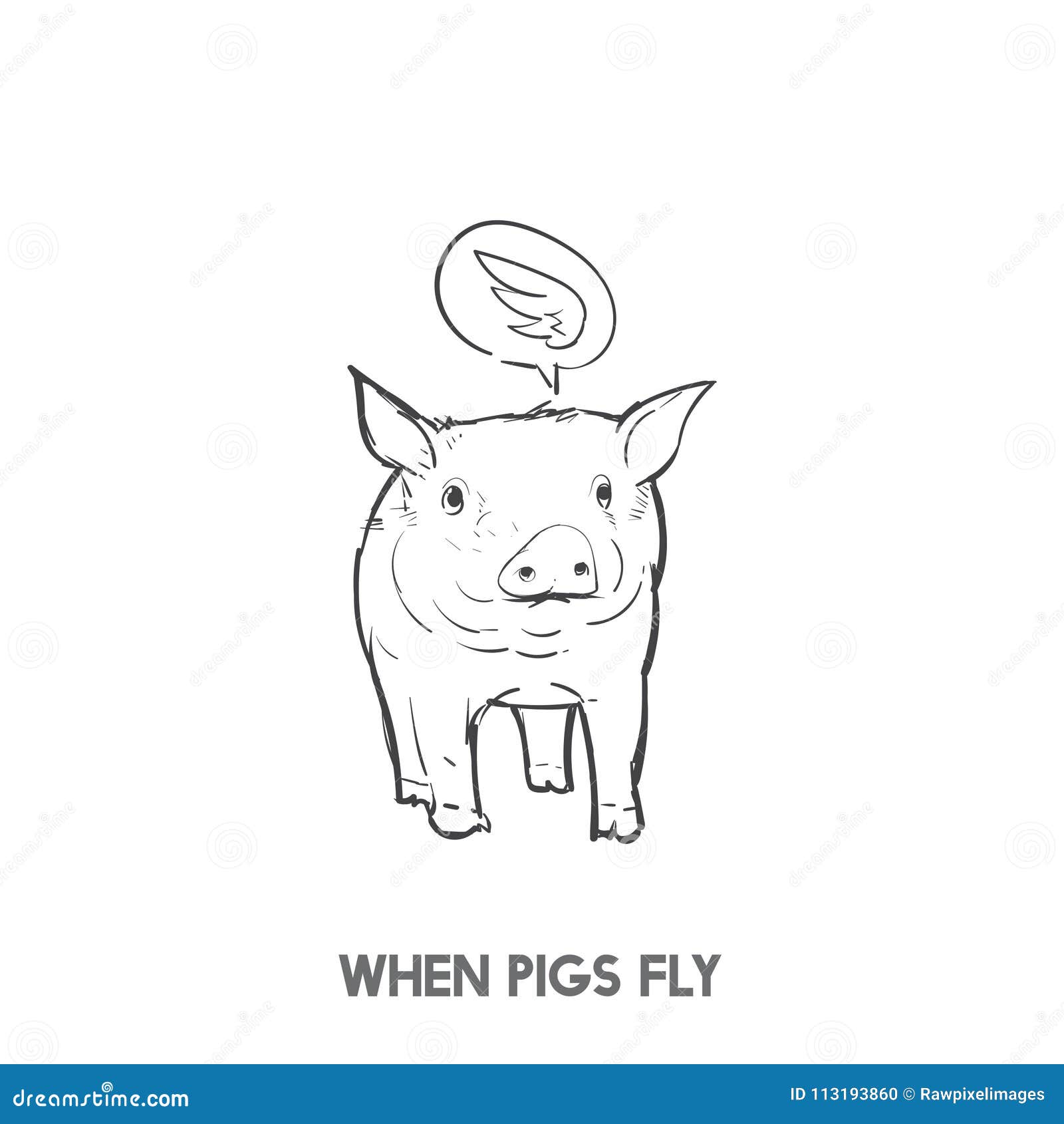 When Pigs Fly Idiom Hand Drawn Stock Illustration - Illustration of ...