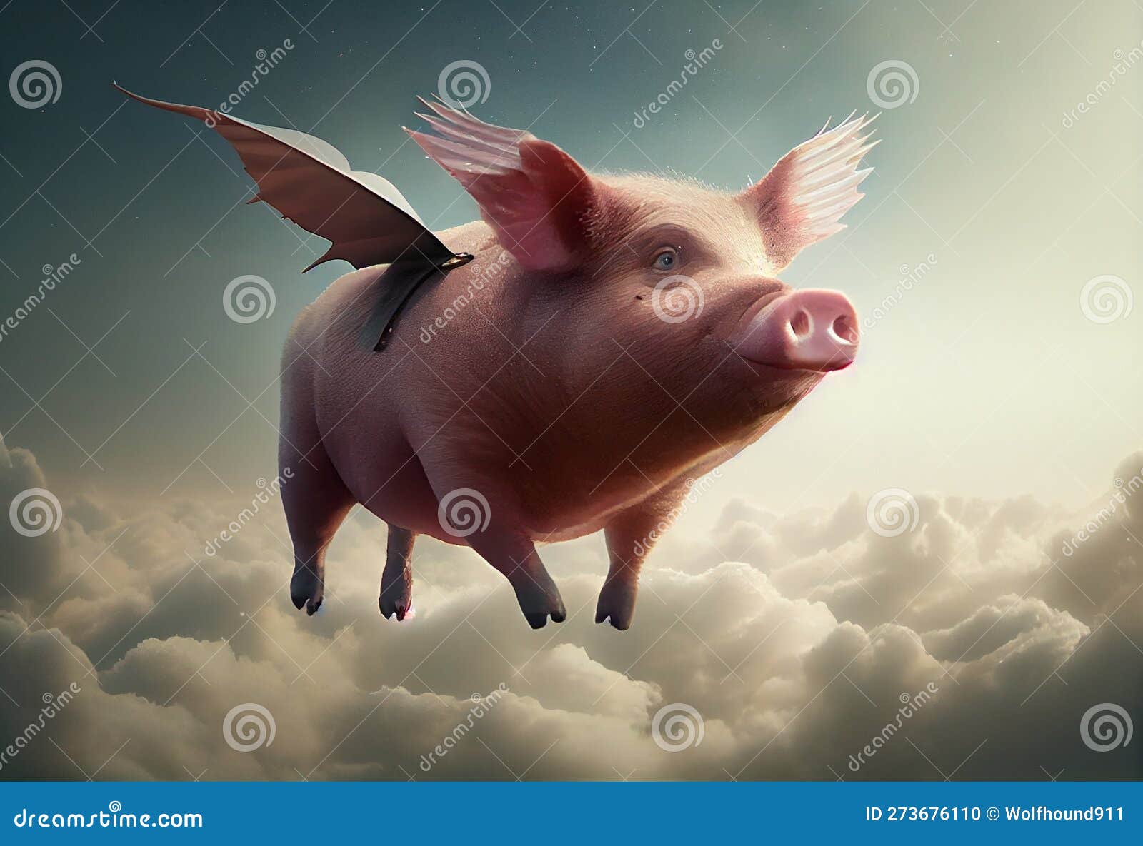 Pigs Fly in the Sky. Generate Ai Stock Illustration - Illustration of ...