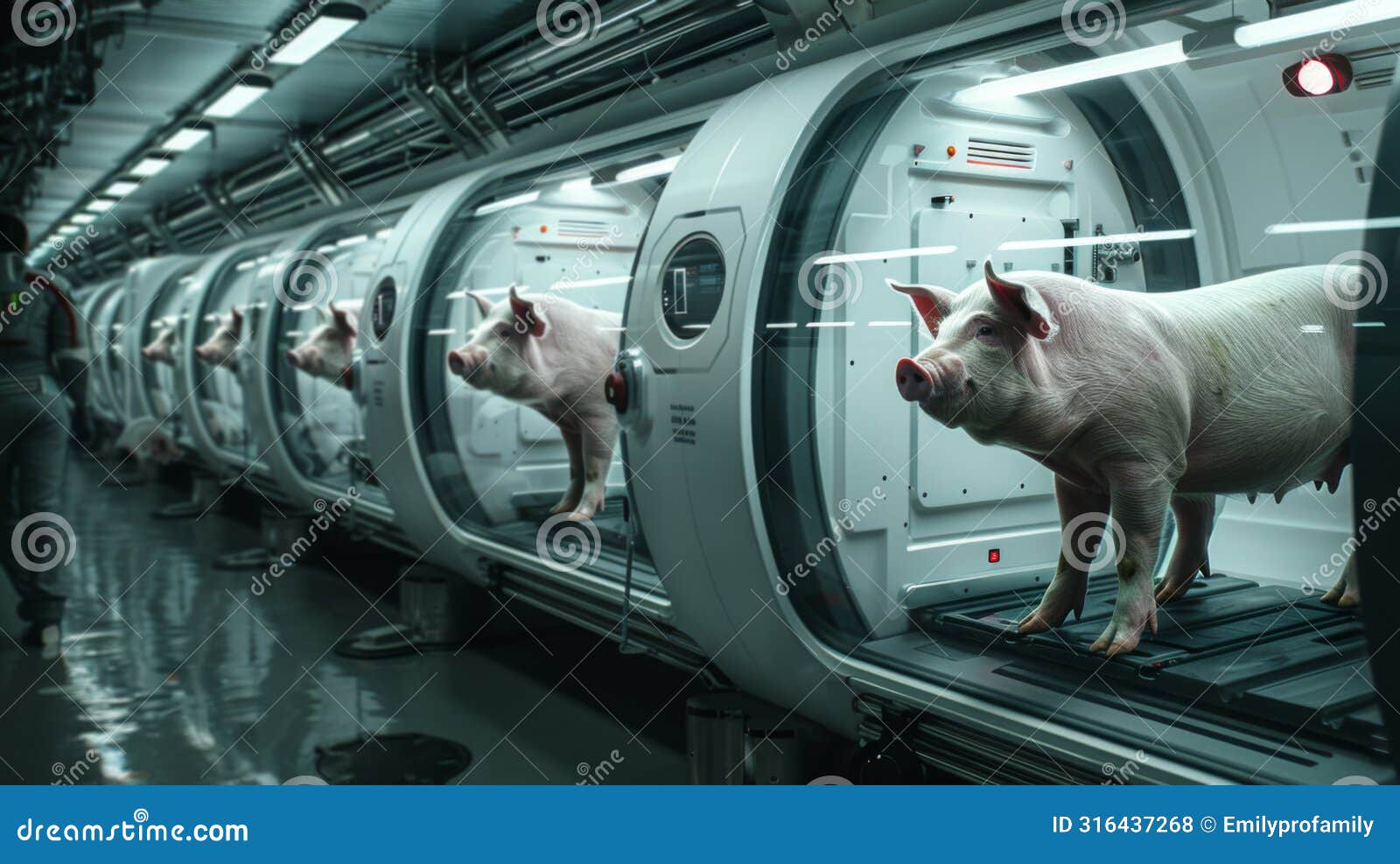 Pigs in a Futuristic Laboratory Setting Stock Photo - Image of ...