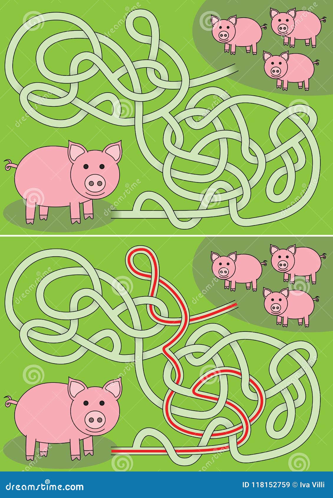 Pigs maze stock vector. Illustration of labyrinth, game - 118152759