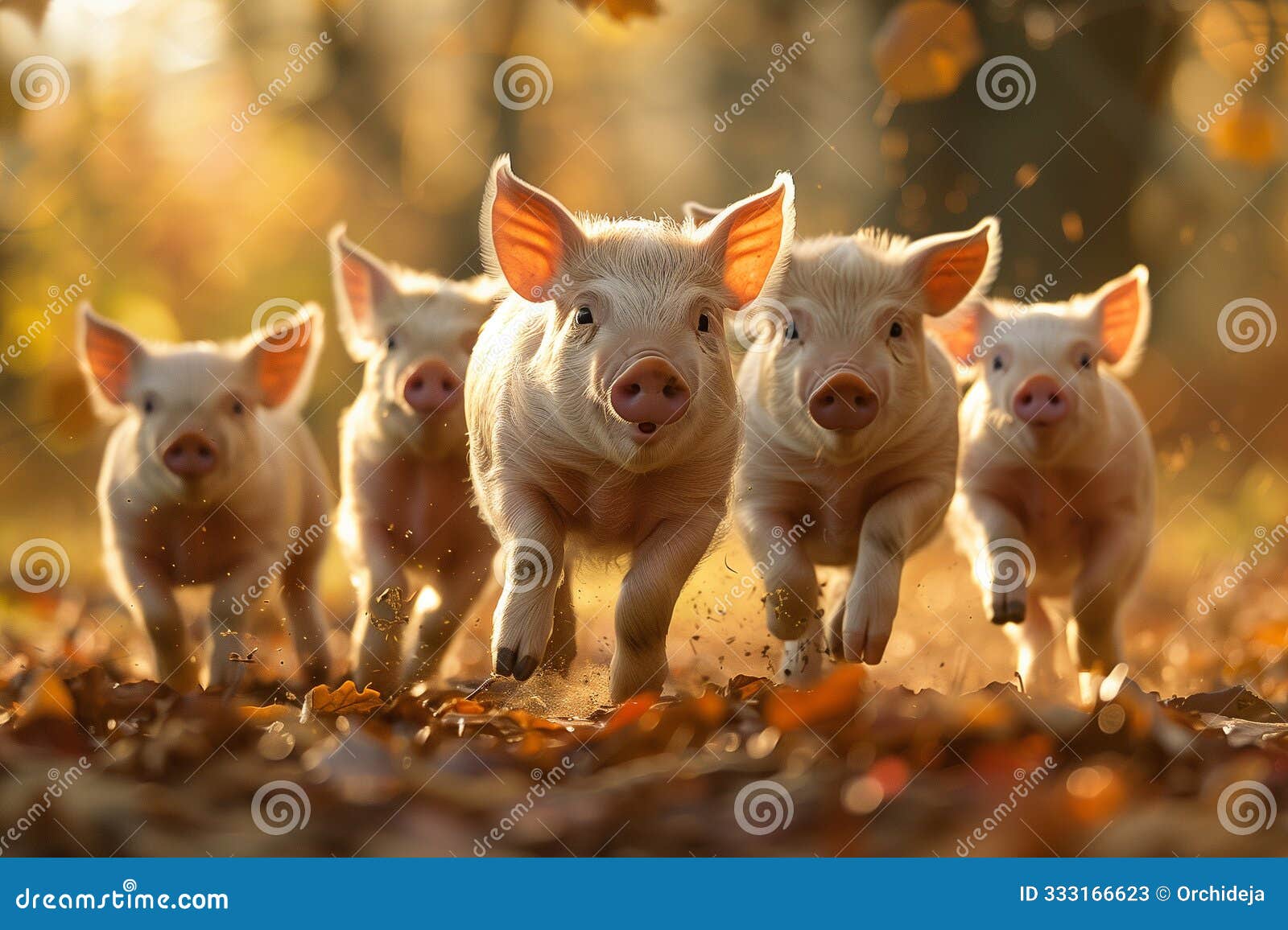 Pigs Sprinting and Playing in Open Field Stock Image - Image of herd ...