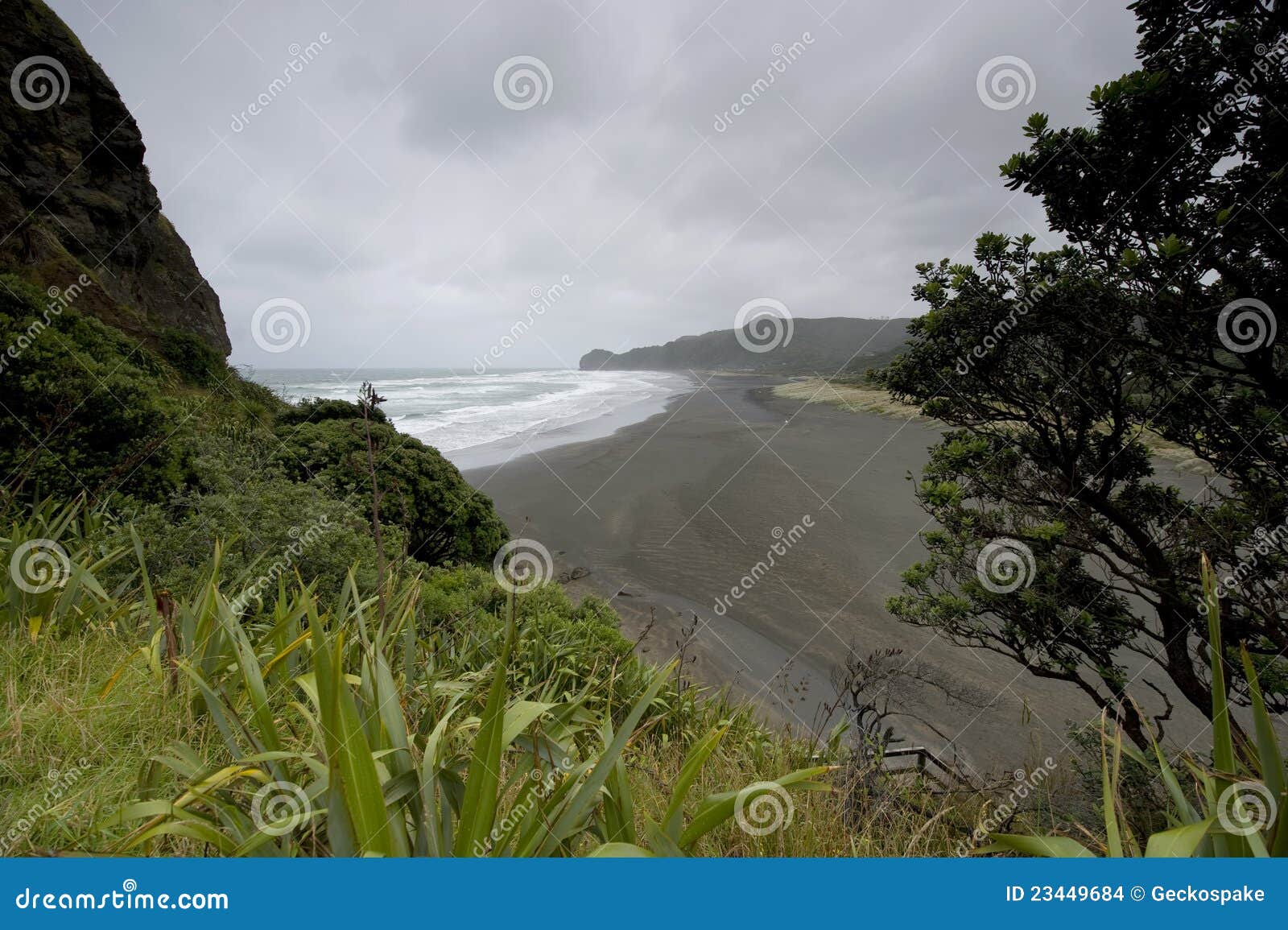 Piha Beach stock photo. Image of landscape, clouds, skies - 23449684