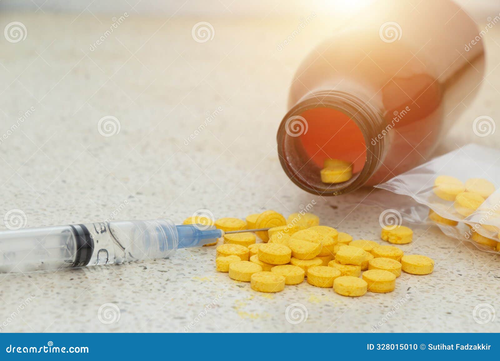 Piils and Syringes Isolated Floor Texture, Drug Abuse Concept Isolated ...