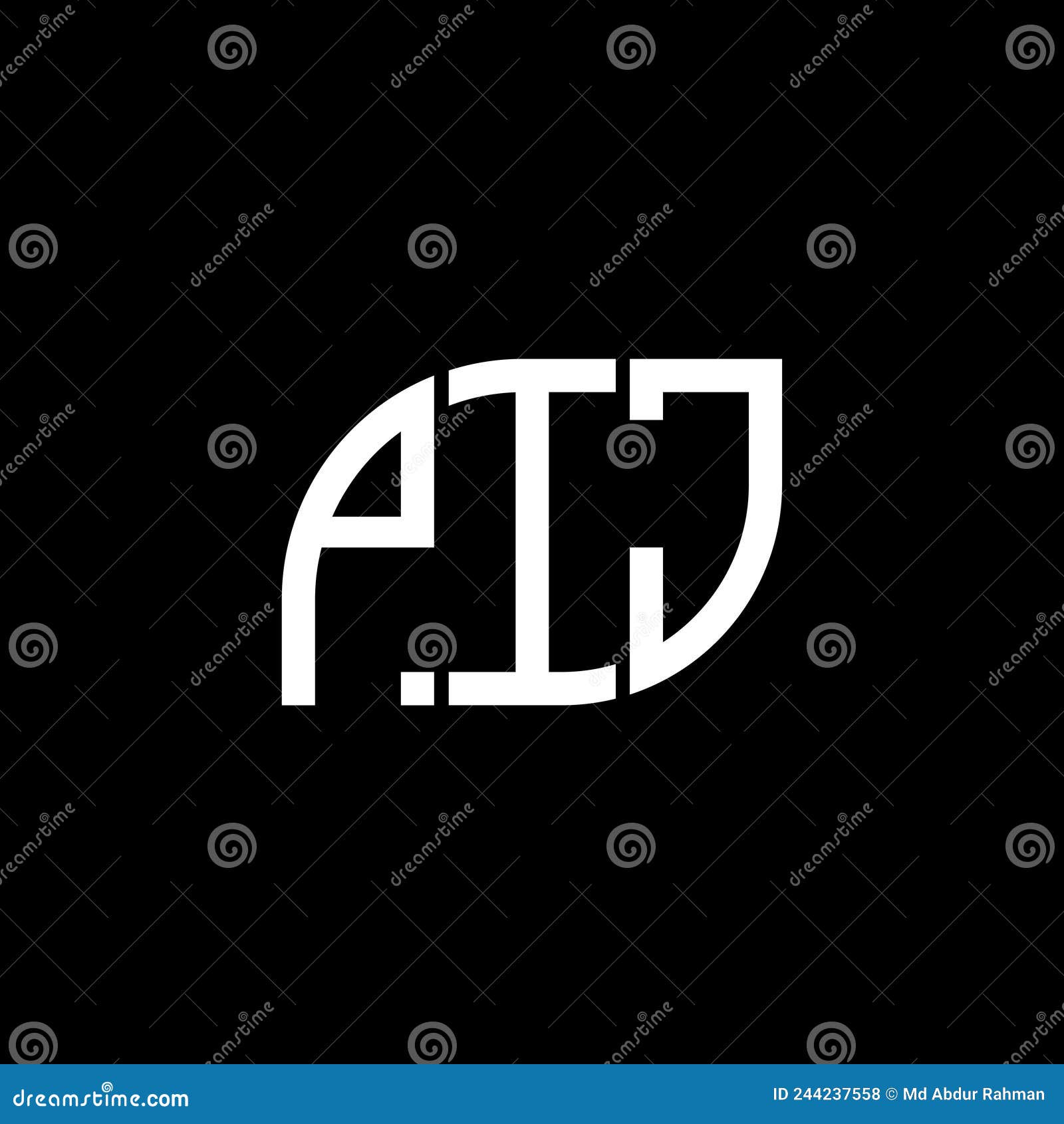 PIJ Letter Logo Design on Black Background.PIJ Creative Initials Letter ...