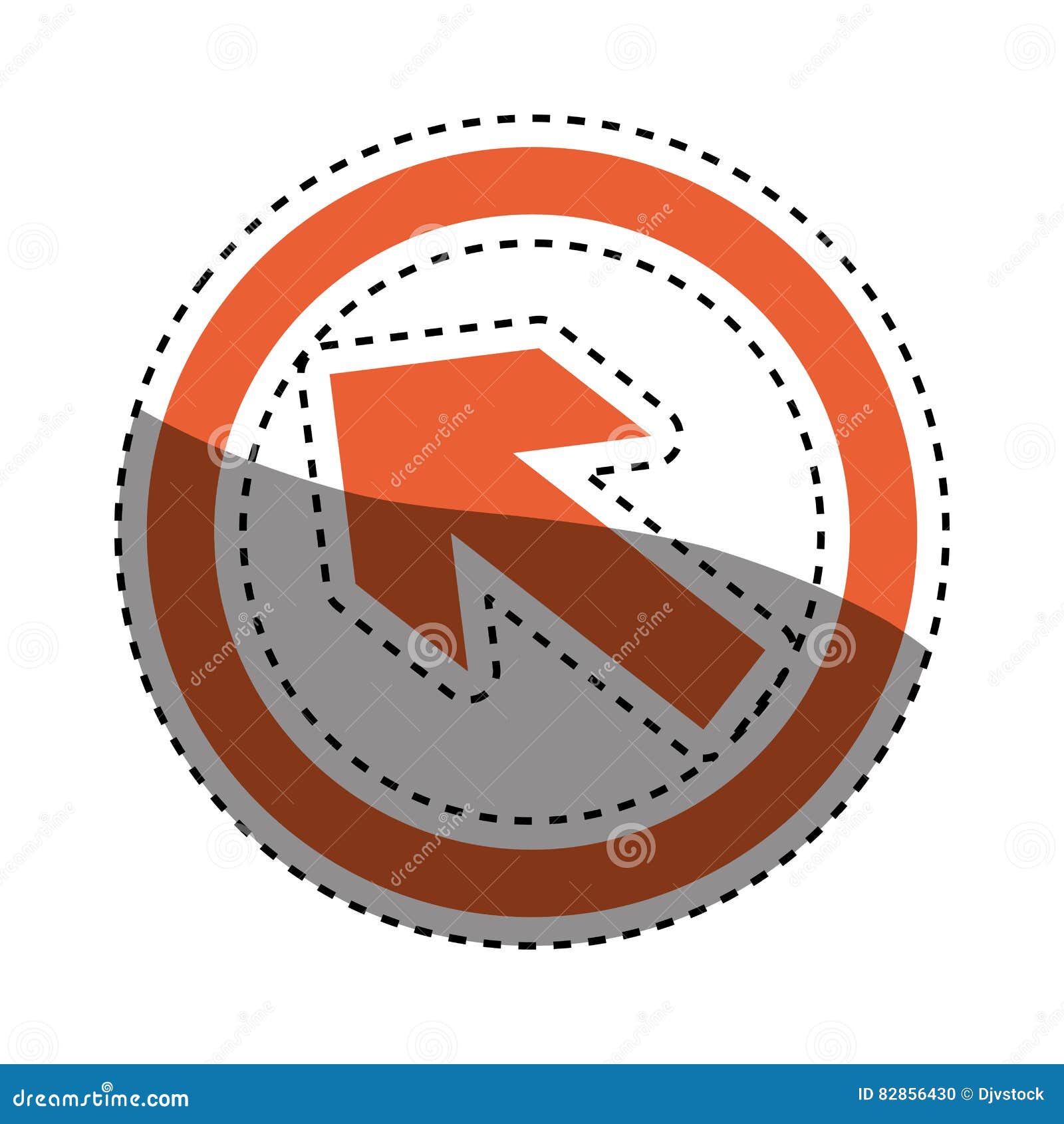 Pijl in rond embleem stock illustratie. Illustration of linker - 82856430