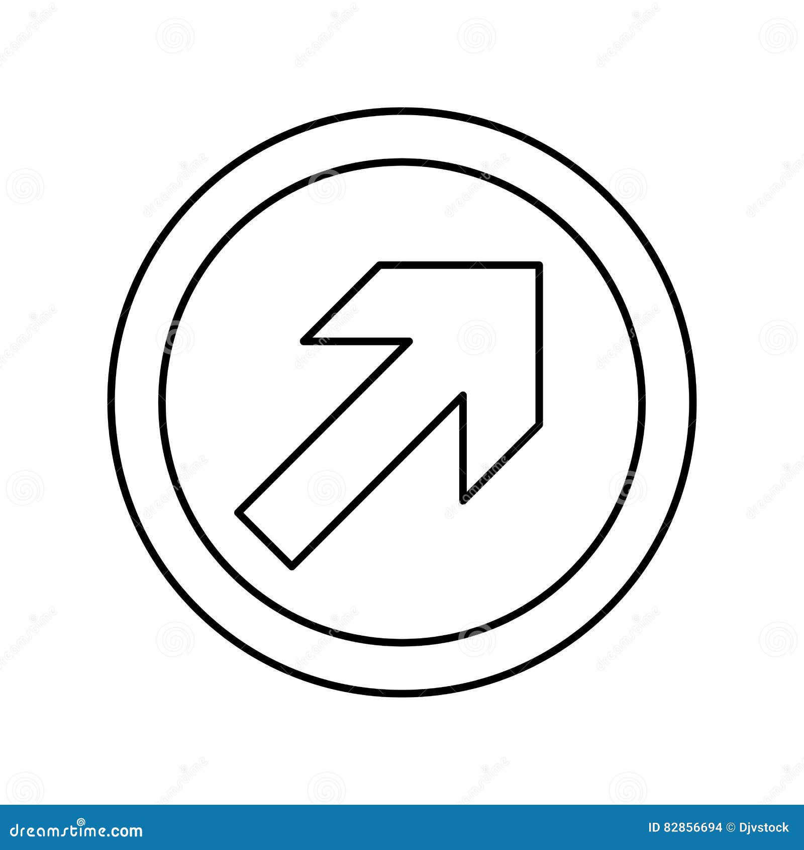 Pijl in rond embleem stock illustratie. Illustration of teken - 82856694