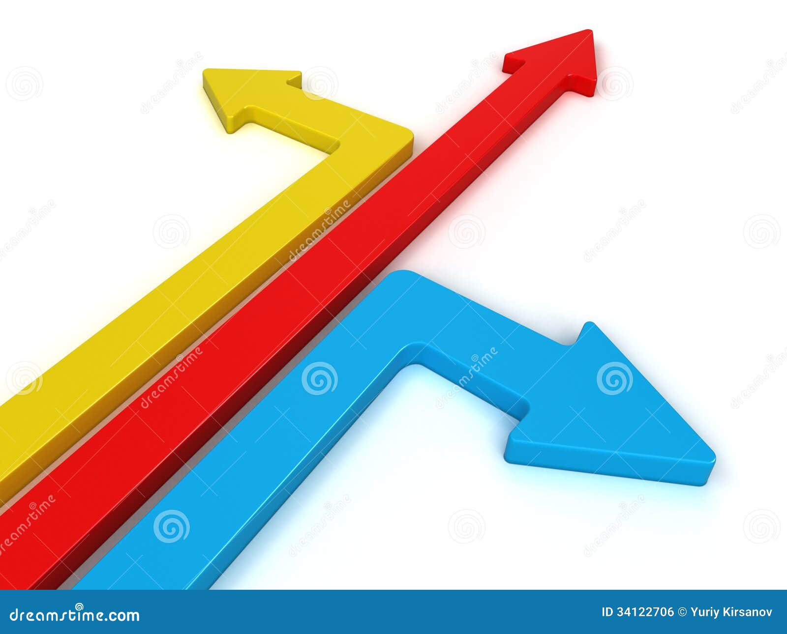 Pijlen in drie richtingen stock illustratie. Illustration of oplopend ...